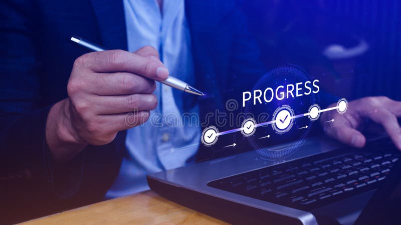 Progress Concept, Touching To Tick Correct Mark in Checklist with ...
