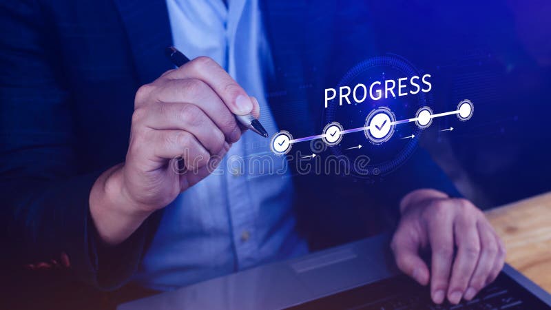 Progress Concept, Touching To Tick Correct Mark in Checklist with ...