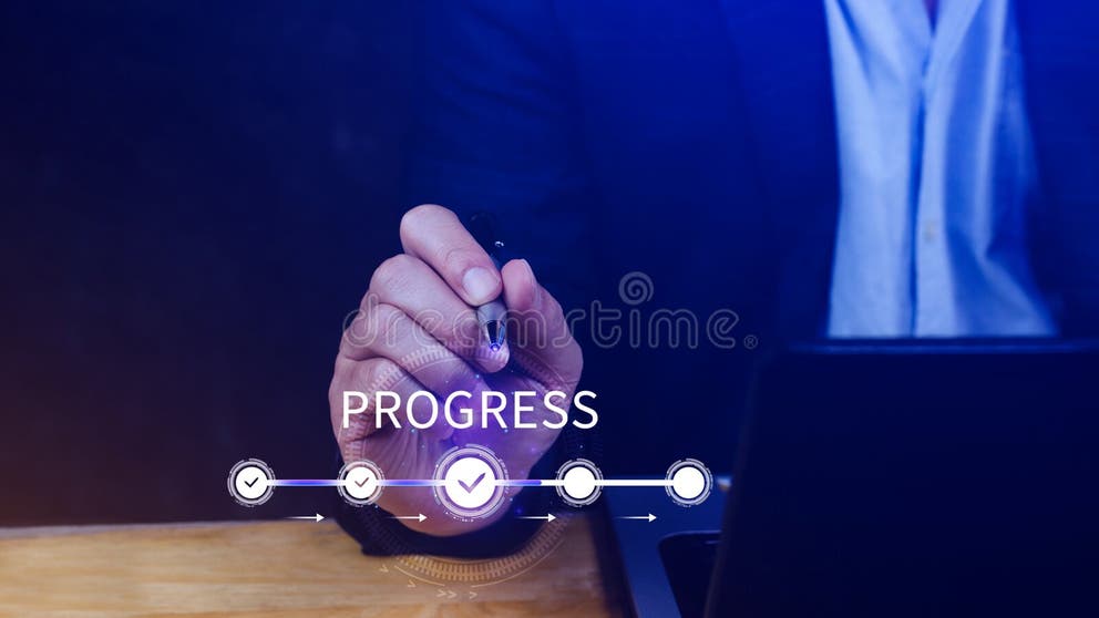 Progress Concept, Touching To Tick Correct Mark in Checklist with ...
