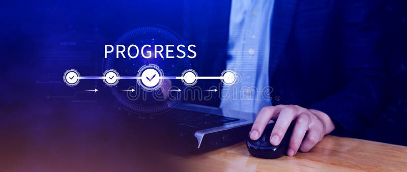 Progress Concept, Touching To Tick Correct Mark in Checklist with ...