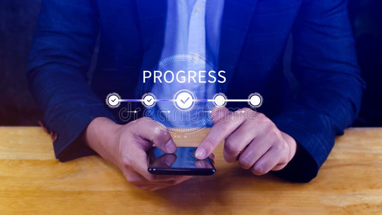 Progress Concept, Touching To Tick Correct Mark in Checklist with ...