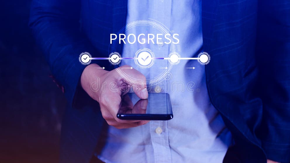 Progress Concept, Touching To Tick Correct Mark in Checklist with ...