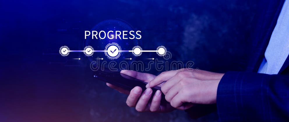 Progress Concept, Touching To Tick Correct Mark in Checklist with ...