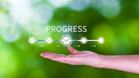 Progress Concept, Touching To Tick Correct Mark in Checklist with ...