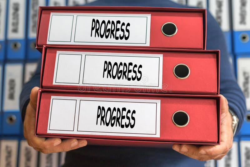 Progress Concept Words. Folder Concept. Ring Binders Stock Photo ...