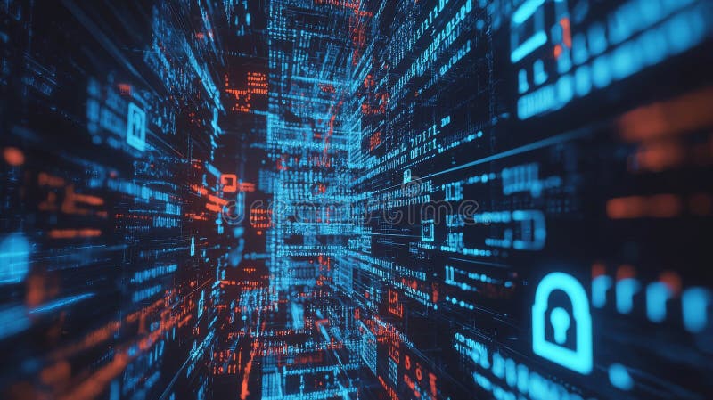 In Progress, a Data Breach is Displayed As Falling Binary Code and ...