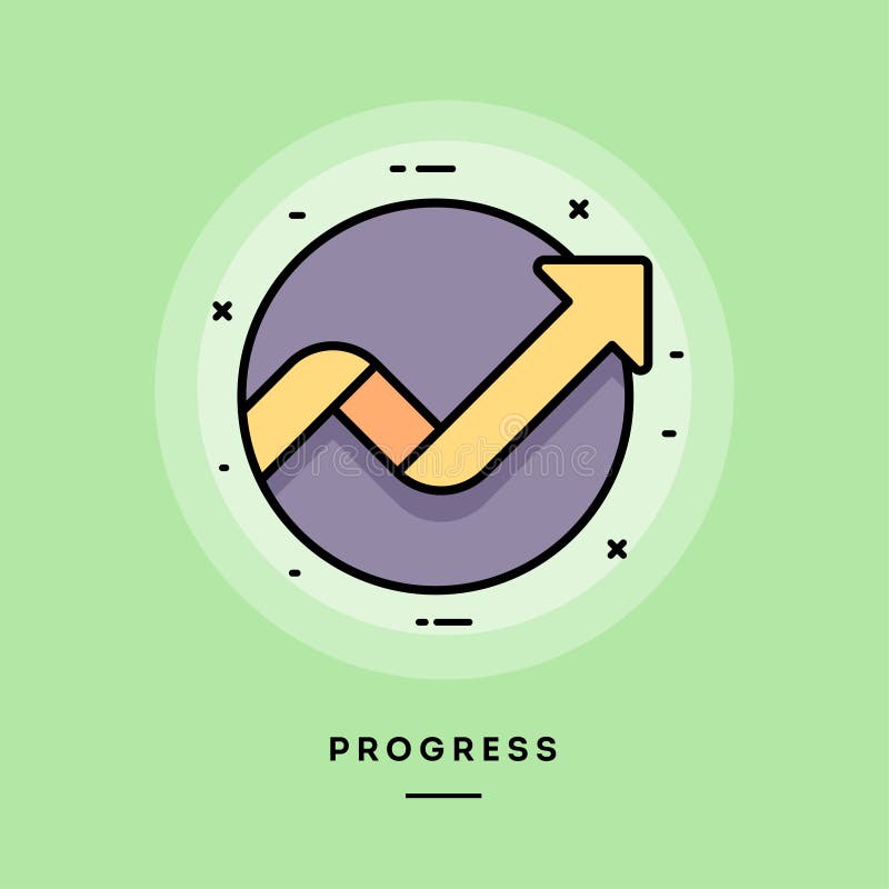 Progress, Flat Design Thin Line Banner. Vector Illustration. Stock ...