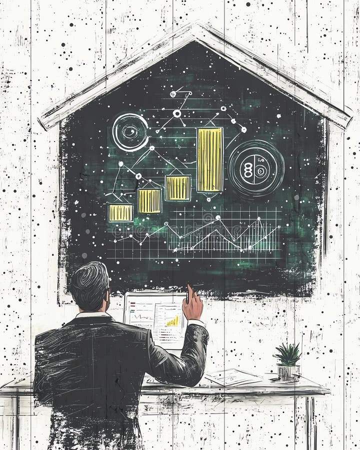 Progress Forecasting Model, Businessman Analyzing Real Estate Market ...