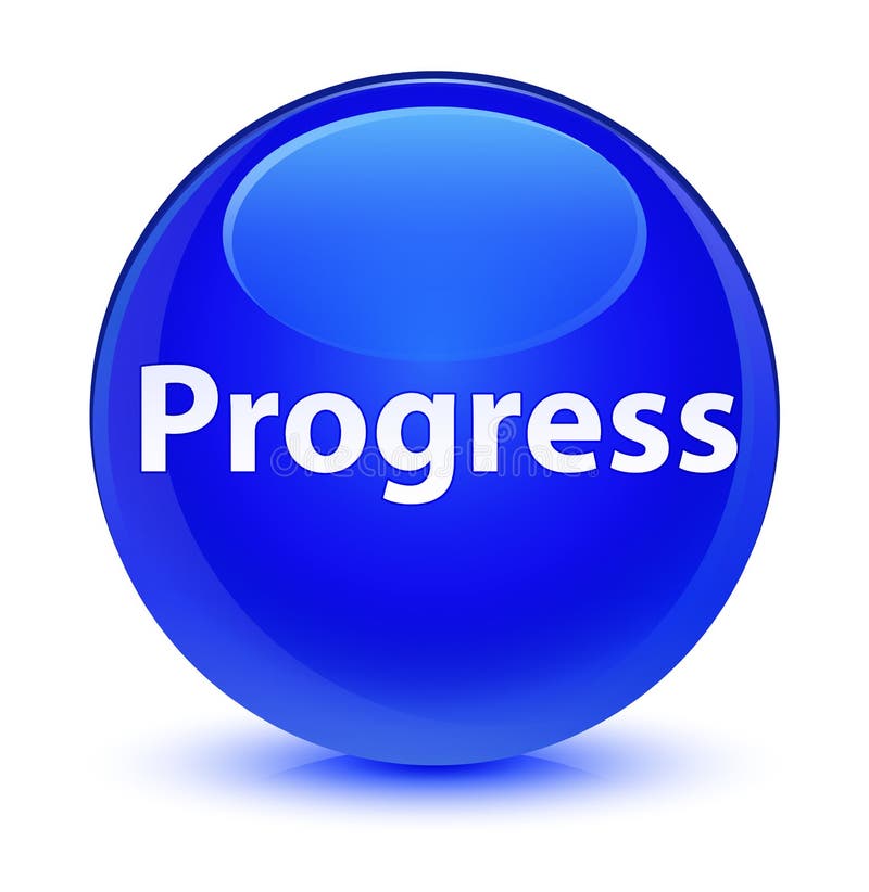 Progress Blue Square Button Stock Illustration - Illustration of word ...