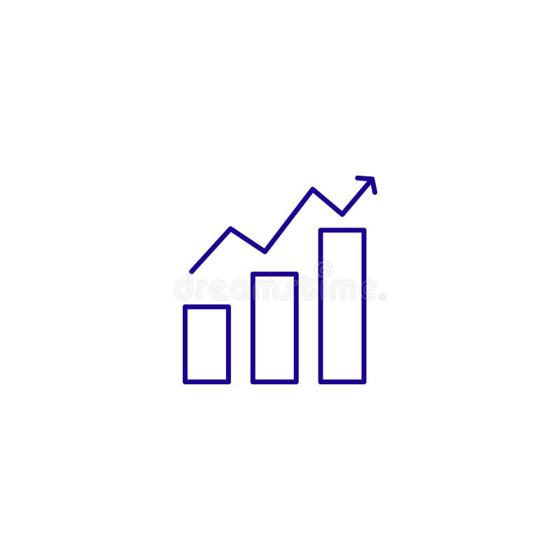 Progress Graph Growth Up Line Icon. Business Chart Grow Diagram Stock ...