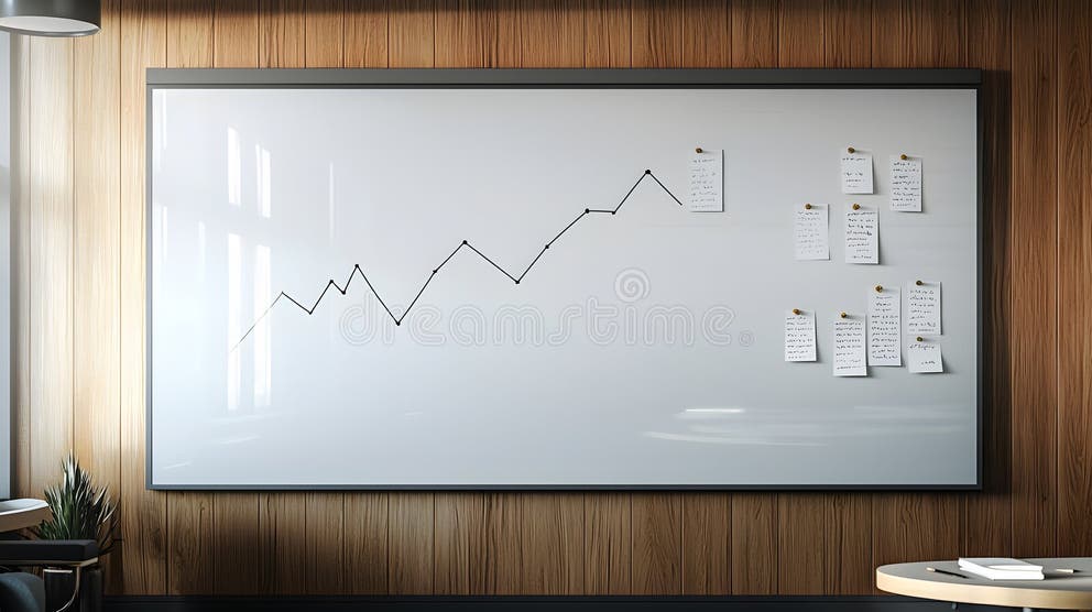 Progress Graph on Large Whiteboard with Notes and Bright Lighting in a ...