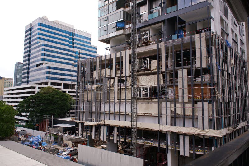 In Progress of High Rise Tower Building Construction Site. Bangkok in ...