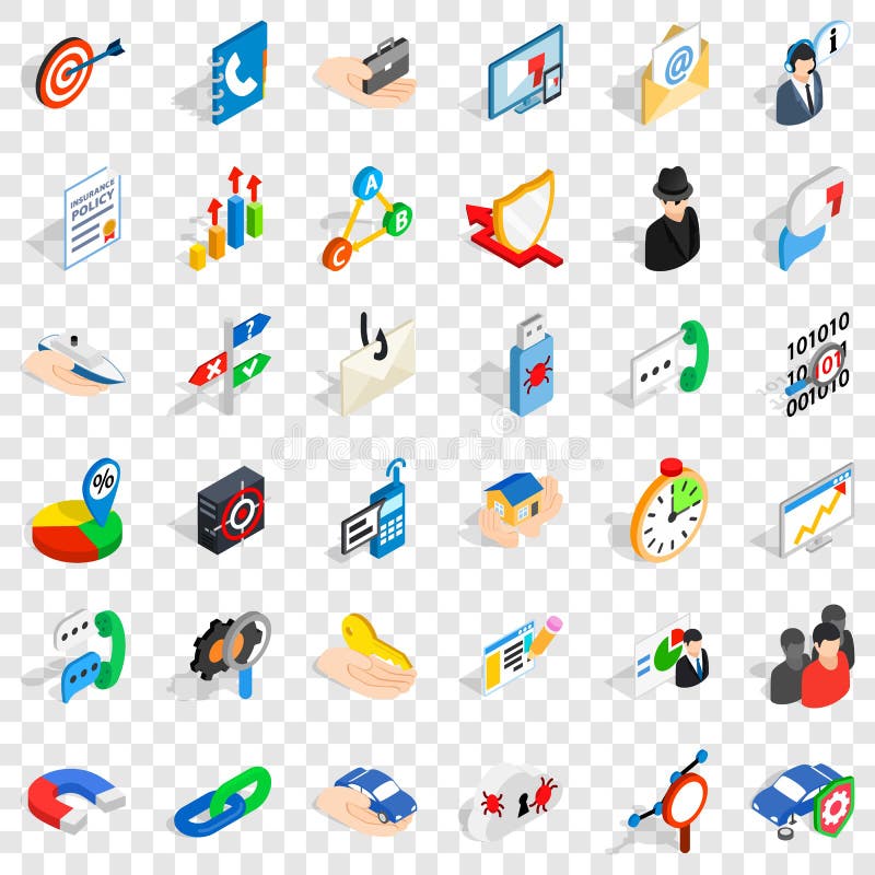 Progress Icons Set, Isometric Style Stock Vector - Illustration of ...