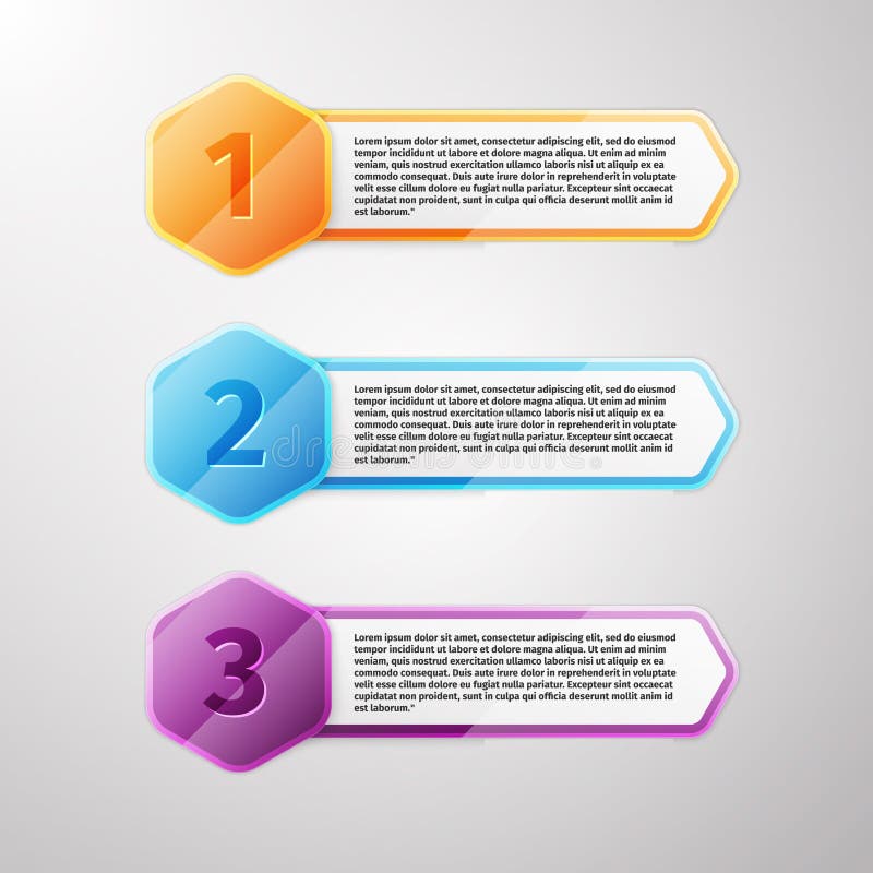 Progress Icons for Three Steps Stock Vector - Illustration of pointer ...