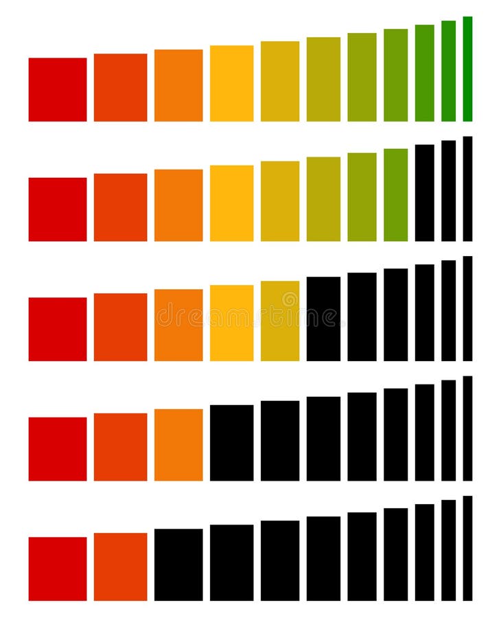 Level, Progress Indicators With Levels In Sequence From Low To H Stock ...