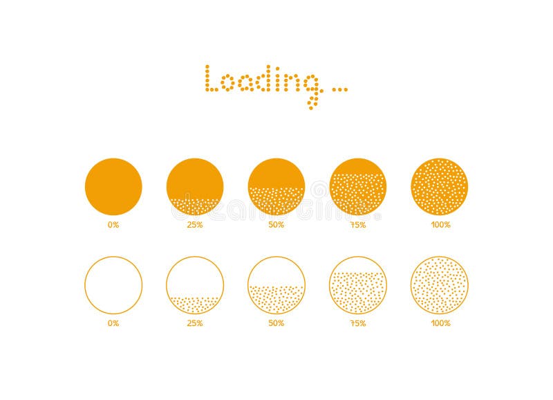 Progress Loading Bar with Dots, Set of Doodle Icons. Hand-drawn Sketch ...