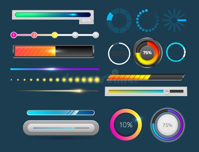 Progress Loading Bar Indicators Download Progress Ui Ux Web Interface Design Template File