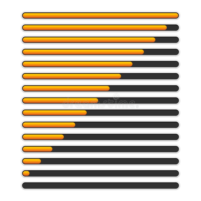 Progress Loading Bar Set On White Background Vector Stock Vector