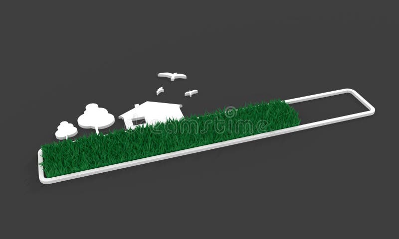 Progress or Loading Bar with Trees and House Stock Illustration ...