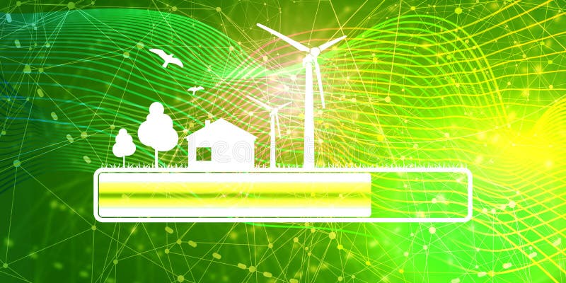 Progress or Loading Bar with Trees, House and Wind Turbine Stock ...