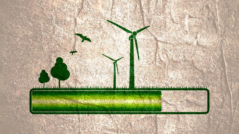 Progress or Loading Bar with Trees and Wind Turbine Stock Illustration ...