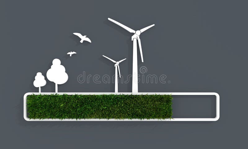 Progress or Loading Bar with Trees and Wind Turbine Stock Illustration ...