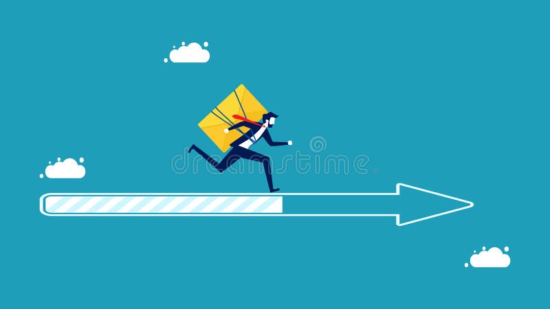 Progress of Messaging and Communication. Businessman with Letter ...