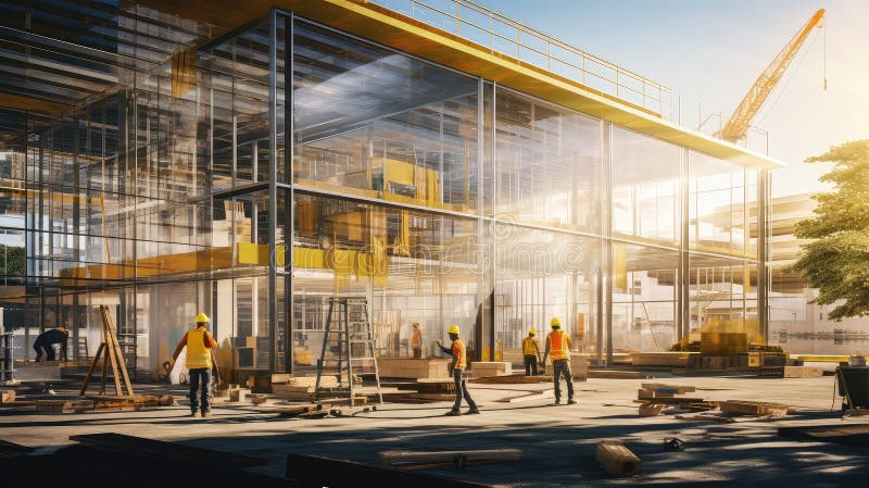 Progress Office Building Under Construction Stock Illustration ...