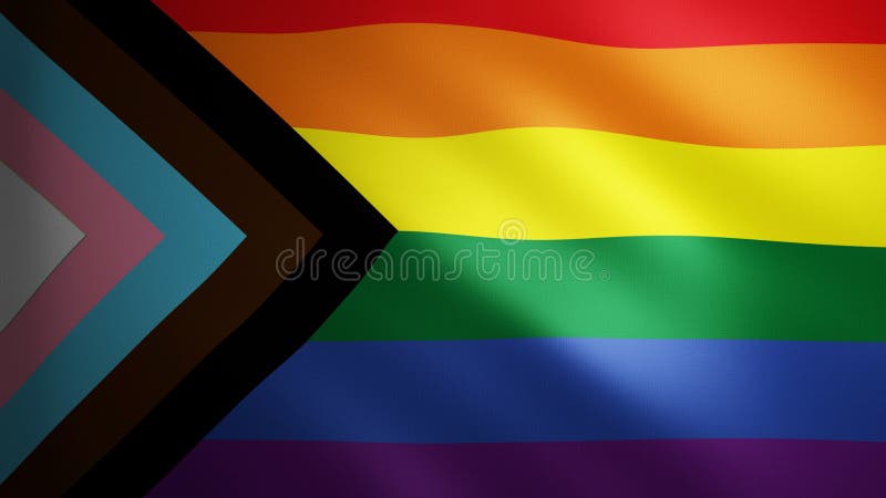 Progress Pride Flag with Fabric Texture that Moves in the Wind. Smooth ...
