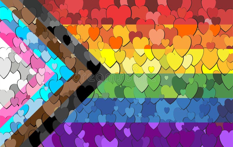 Progress Pride Flag Made of Hearts Background Stock Vector ...