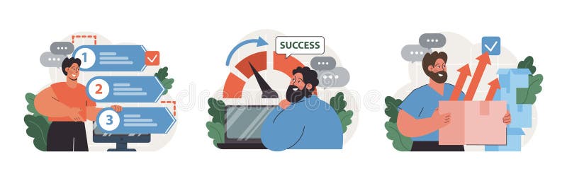 Progress Set. Work Optimization and Efficiency Stock Vector ...