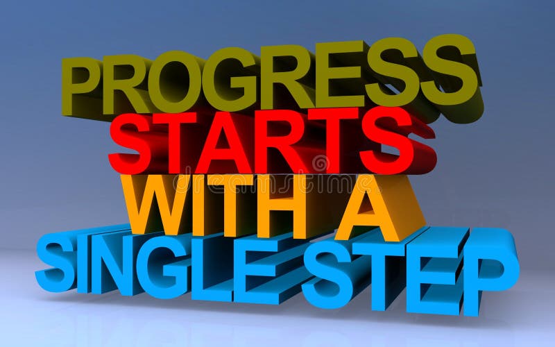 Progress Starts with a Single Step on Blue Stock Illustration ...