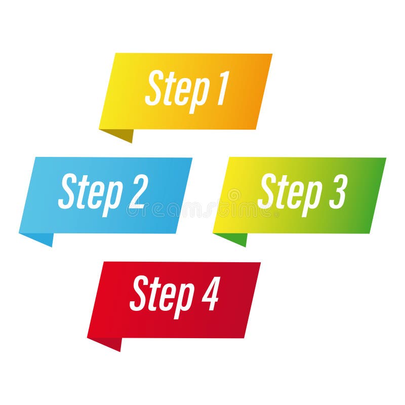 Progress Steps Colorful Ribbon Set Stock Illustration - Illustration of ...