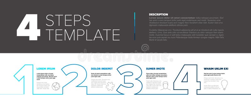 Progress Steps Thin Line Template Stock Vector - Illustration of design ...