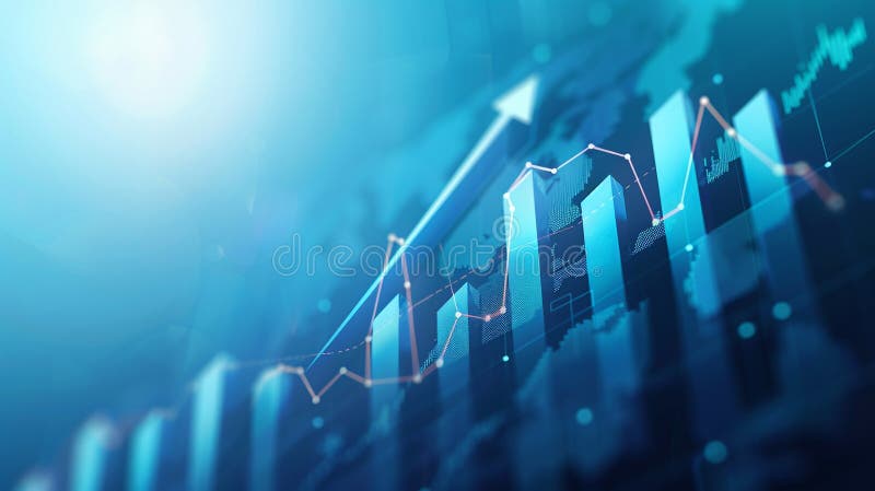 Progress To Success. Digital Growth Chart Showing an Upward Trajectory ...