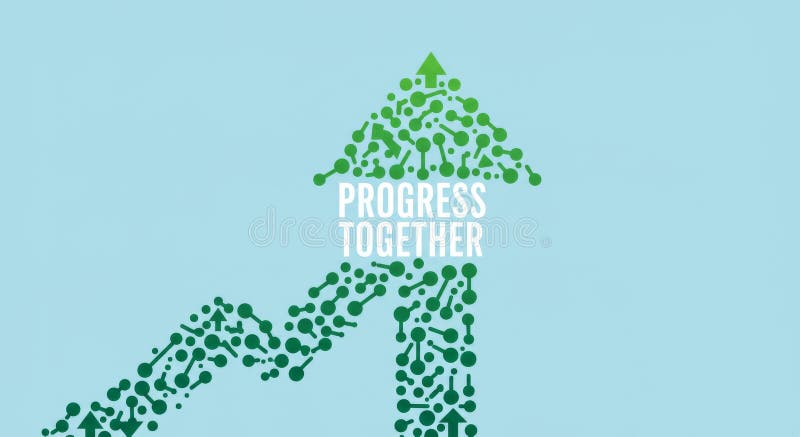 Progress Together Upward Arrow of Growth Symbolizes Collaboration ...