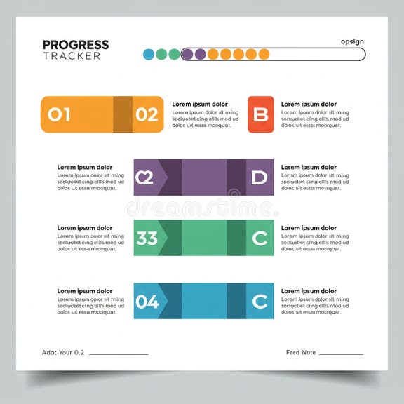 Progress Tracker Chart Featuring Colorful Sections: Orange, Purple ...