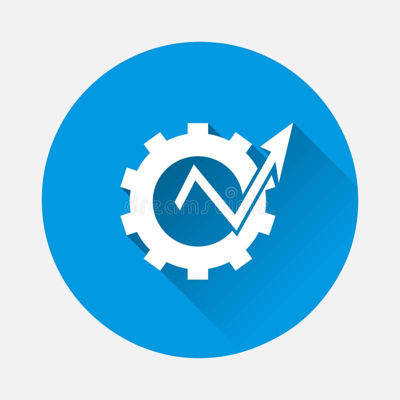 Progress Vector Icon on Blue Background. Flat Image with Long Shadow ...
