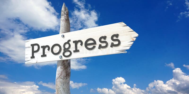 Progress - Wooden Signpost with One Arrow Stock Photo - Image of ...