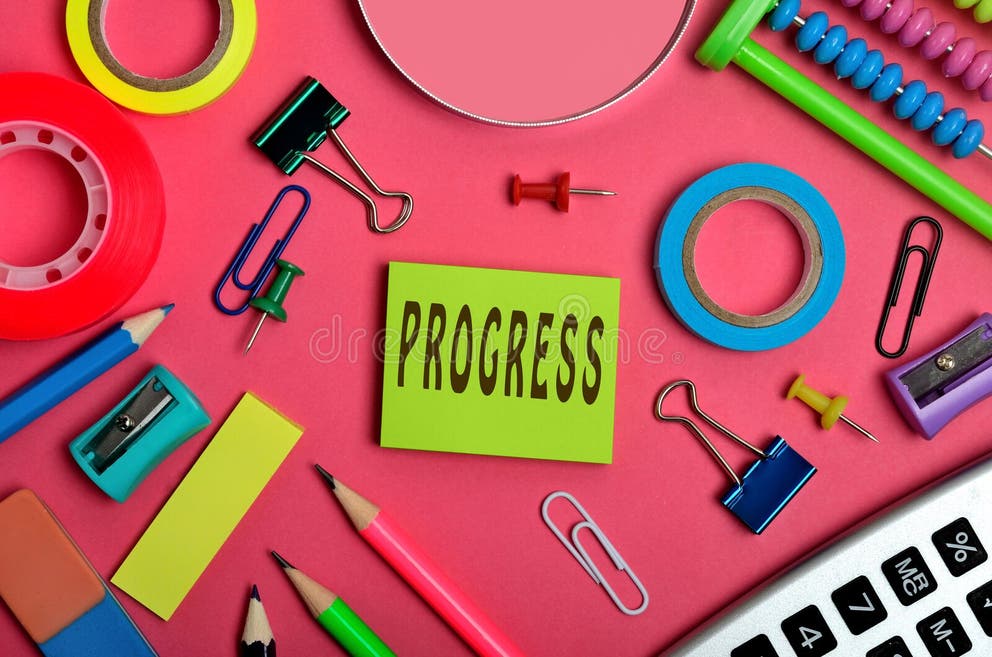 Progress word on notes stock image. Image of development - 69490545