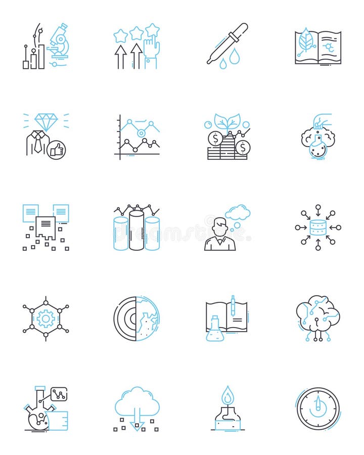 Progression and Improvement Linear Icons Set. Enhance, Develop, Evolve ...