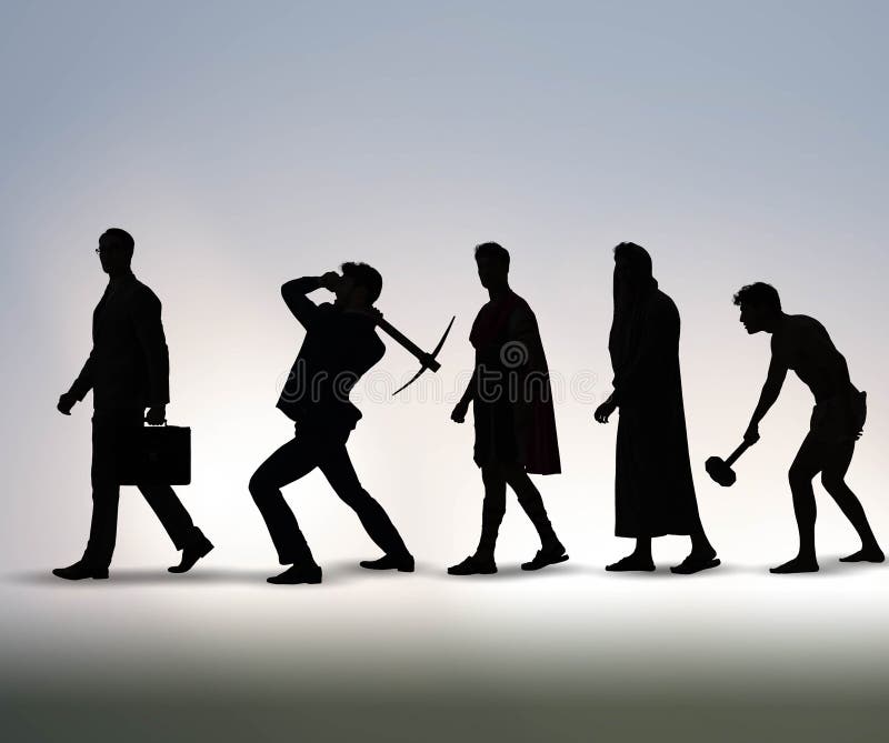 Progression of Man Mankind from Ancient To Modern Stock Image - Image ...