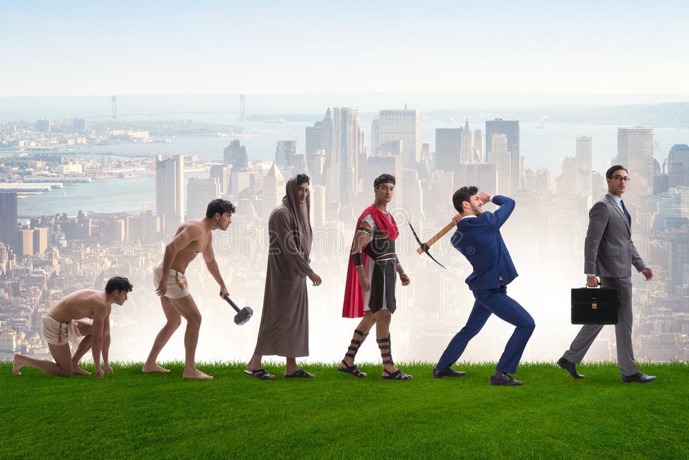 The Progression of Man Mankind from Ancient To Modern Stock Image ...