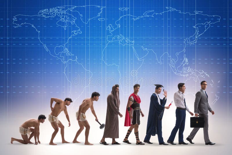 The Progression of Man Mankind from Ancient To Modern Stock Image ...