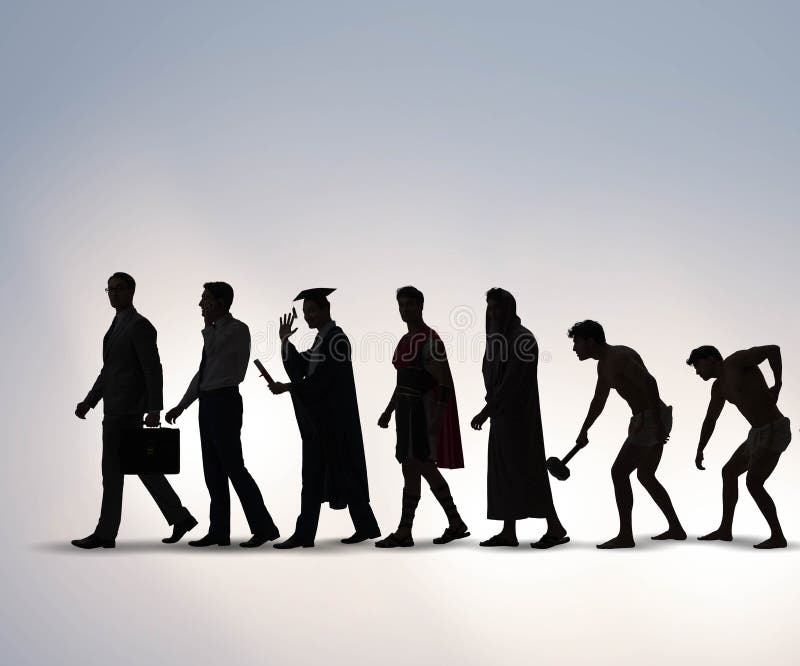 Progression of Man Mankind from Ancient To Modern Stock Photo - Image ...