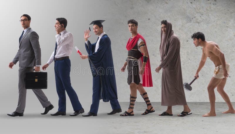 Progression of Man Mankind from Ancient To Modern Stock Image - Image ...