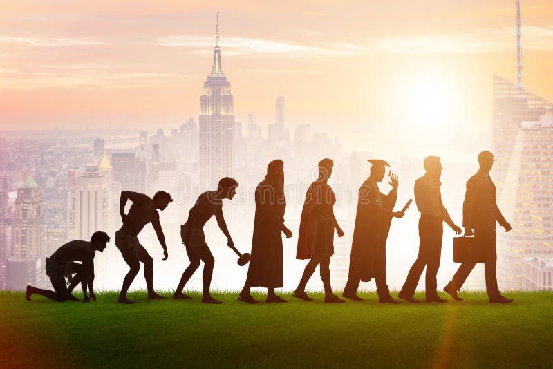 The Progression of Man Mankind from Ancient To Modern Stock Image ...