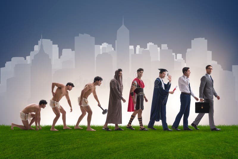 The Progression of Man Mankind from Ancient To Modern Stock Photo ...