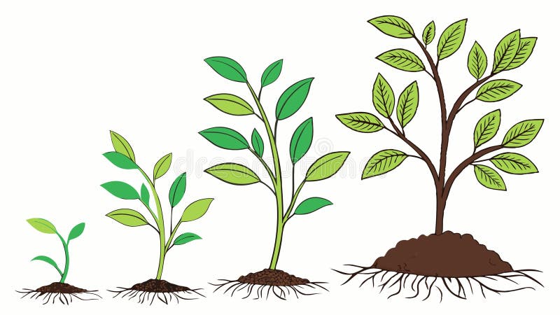 Progression of Small Plants Growing, Vector Design Generative AI Stock ...