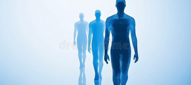 Progression of Three Connected Digital Human Silhouettes on a Light ...